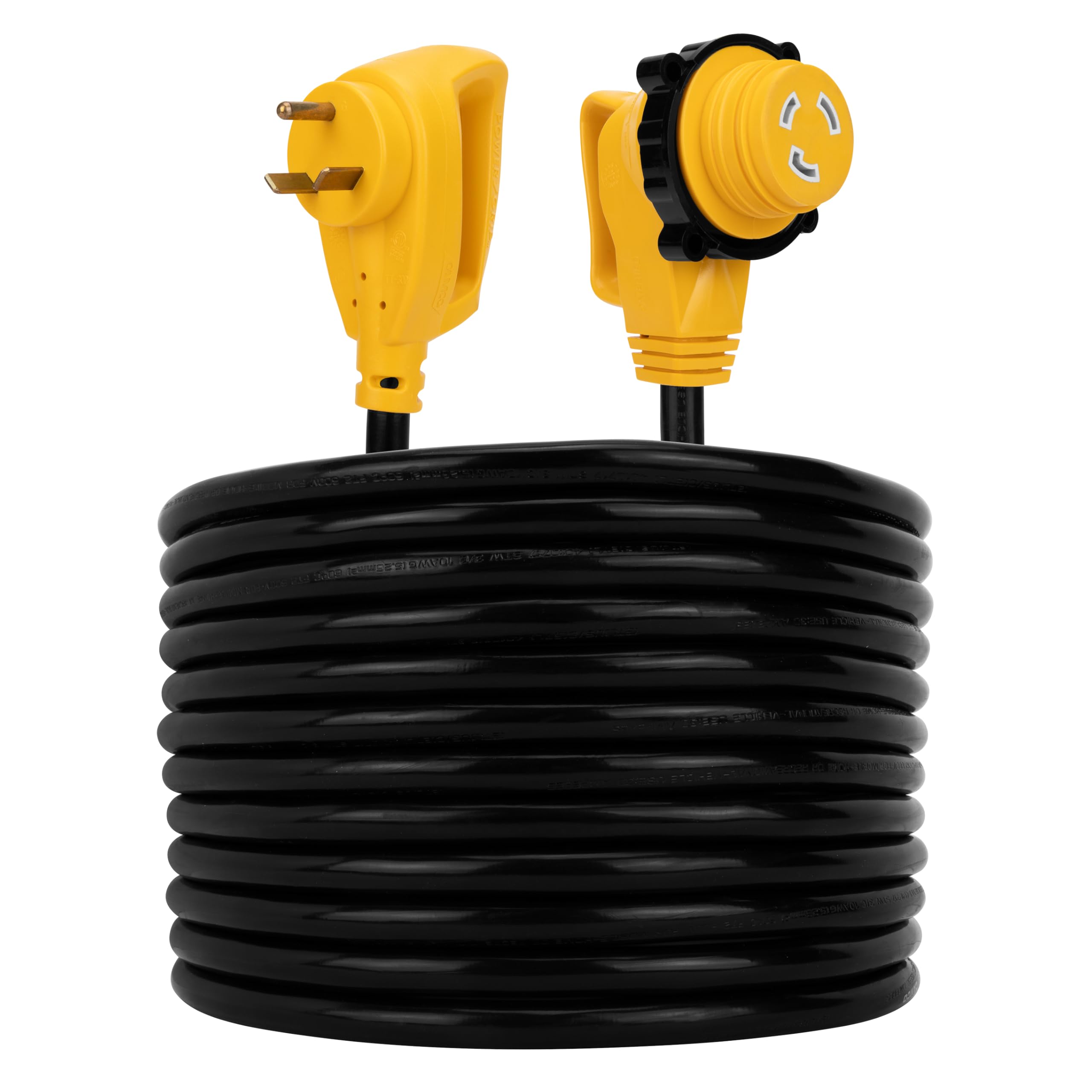 Camco 50 feet PowerGrip Extension Cord with 30M/30F- 90 Degree Locking ...
