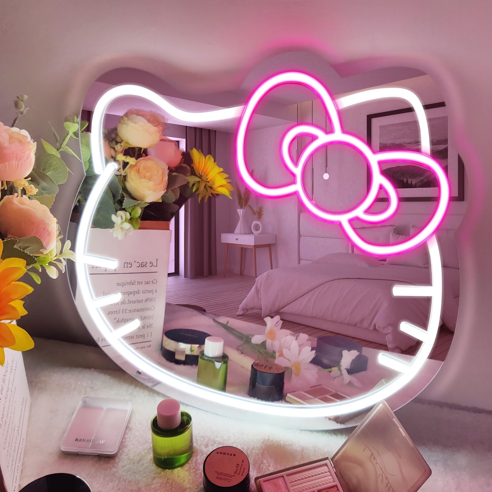 Amazon.com - MCJSGSP Anime Hello Kit Cat Neon Sign Mirror L16.1 W14 ...