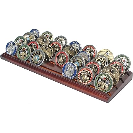 Amazon.com: DisplayGifts Challenge Coin Display Stand 4 Row Wooden ...