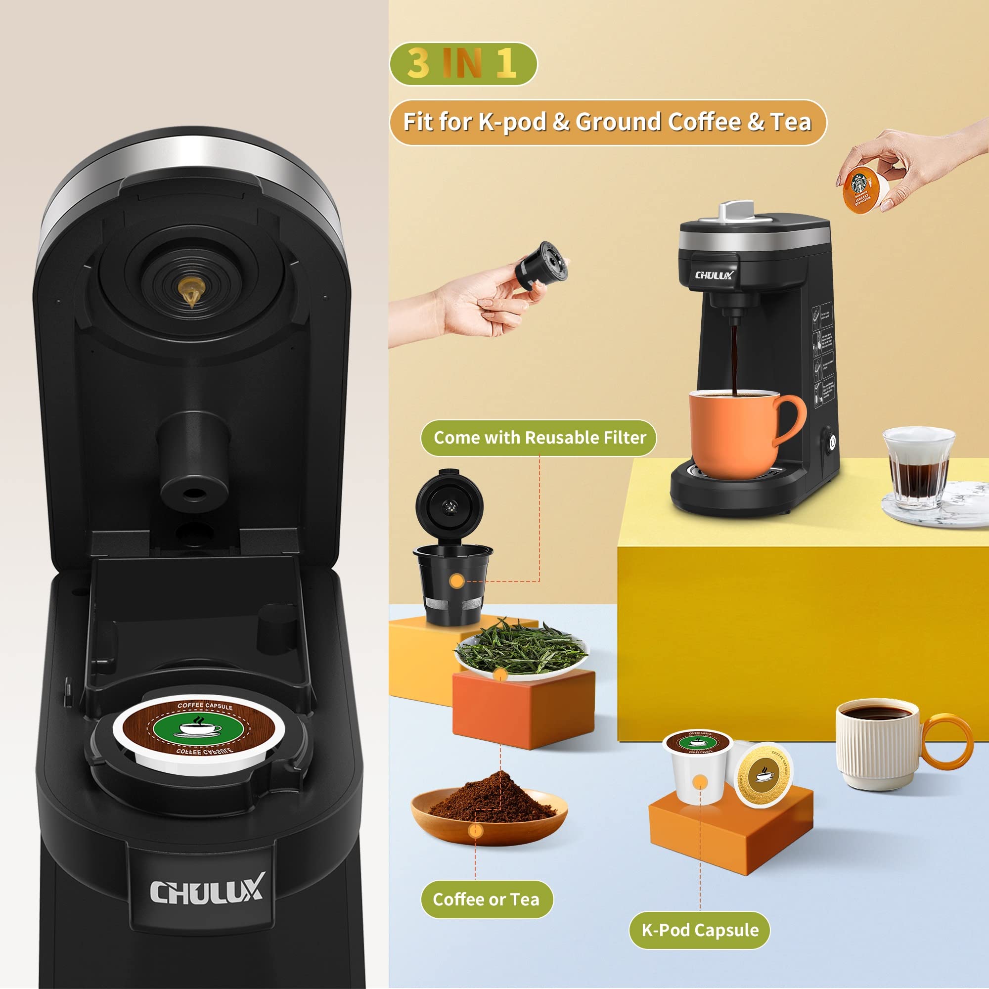 Office Coffee Maker CHULUX Single Serve K-Cup Coffee Maker - Compact ...