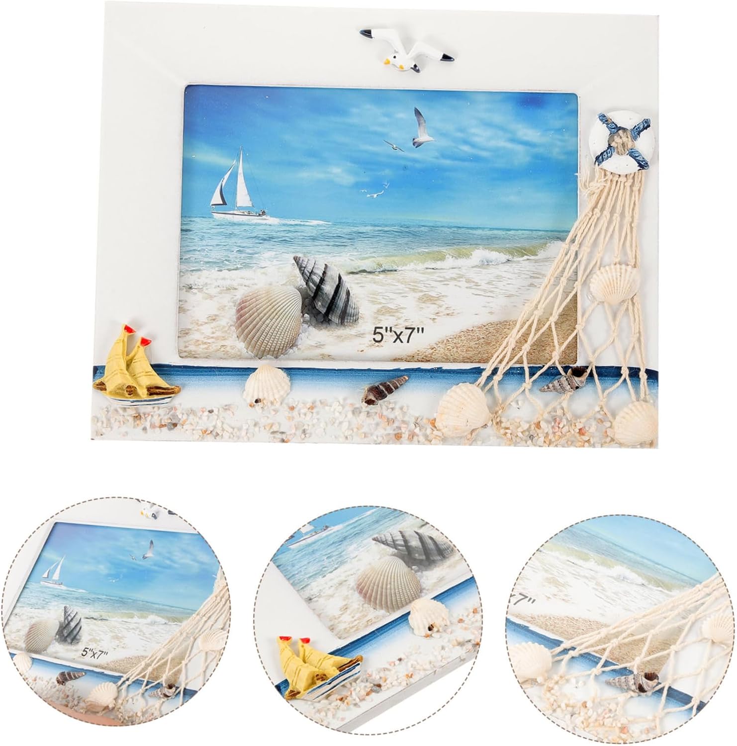 VOSAREA 4 Pcs Photo Frame Ocean Themed Picture Frames Beach Themed ...