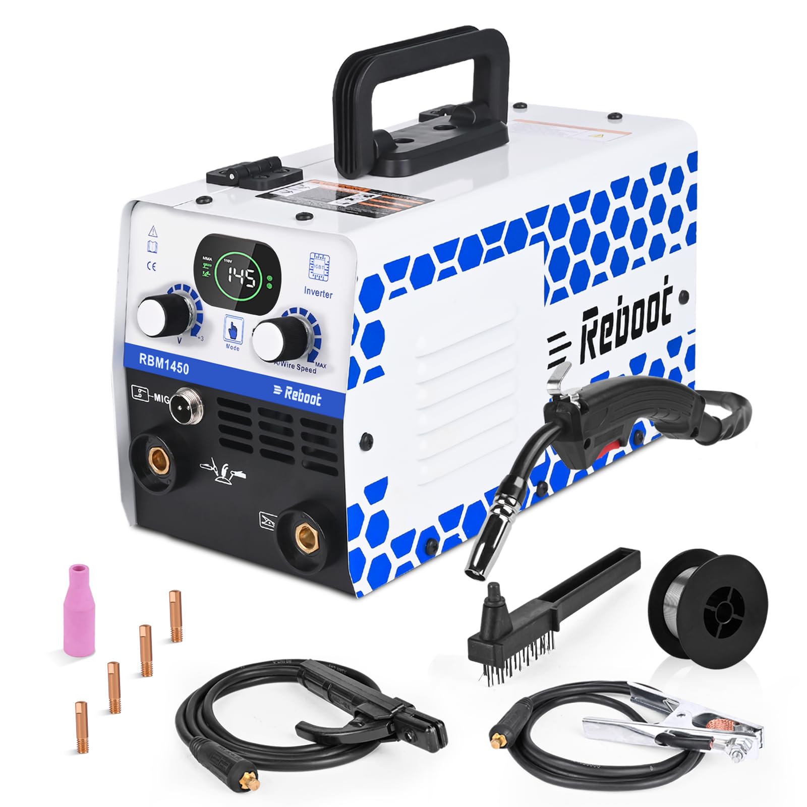 Buy Reboot 145A MIG Welder, 110V/220V Dual Voltage Flux Core Welder ...