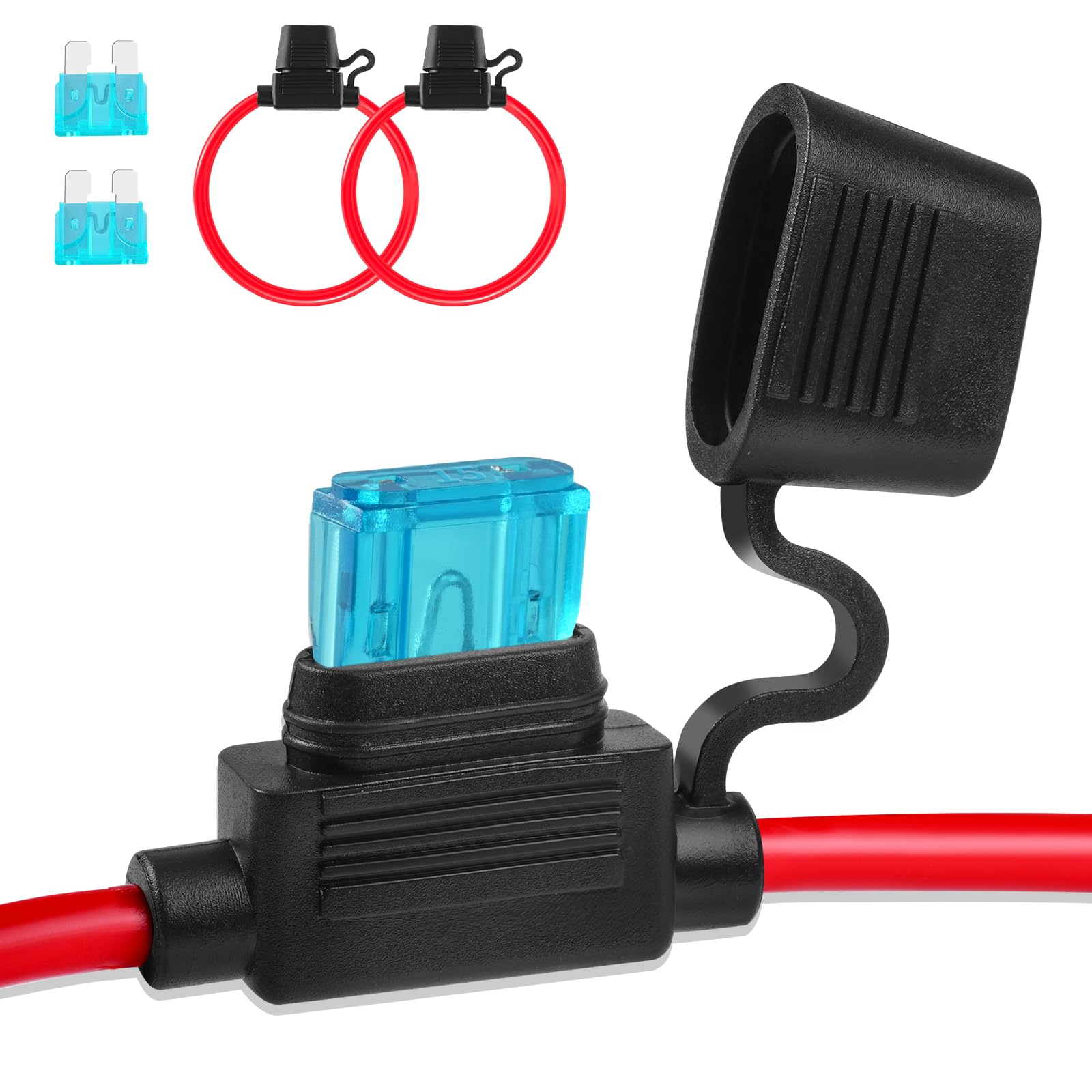 Snapklik.com : Inline Fuse Holder 12V 2 Pack, 16 AWG Waterproof Fuse ...