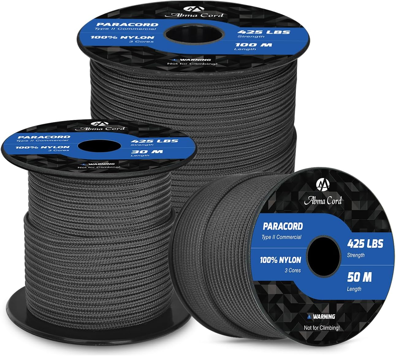 Abma Cord Paracord 3mm 30M 100% Nylon Seil Paracord 425 Typ II Schnur mit 3 Kern für Basteln ...