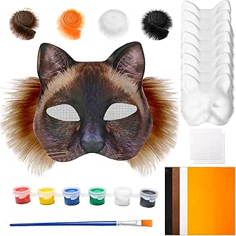 Amazon.com: HOUSEASSIST Cat Masks 8PCS with Furs Eye Meshes and Paint ...