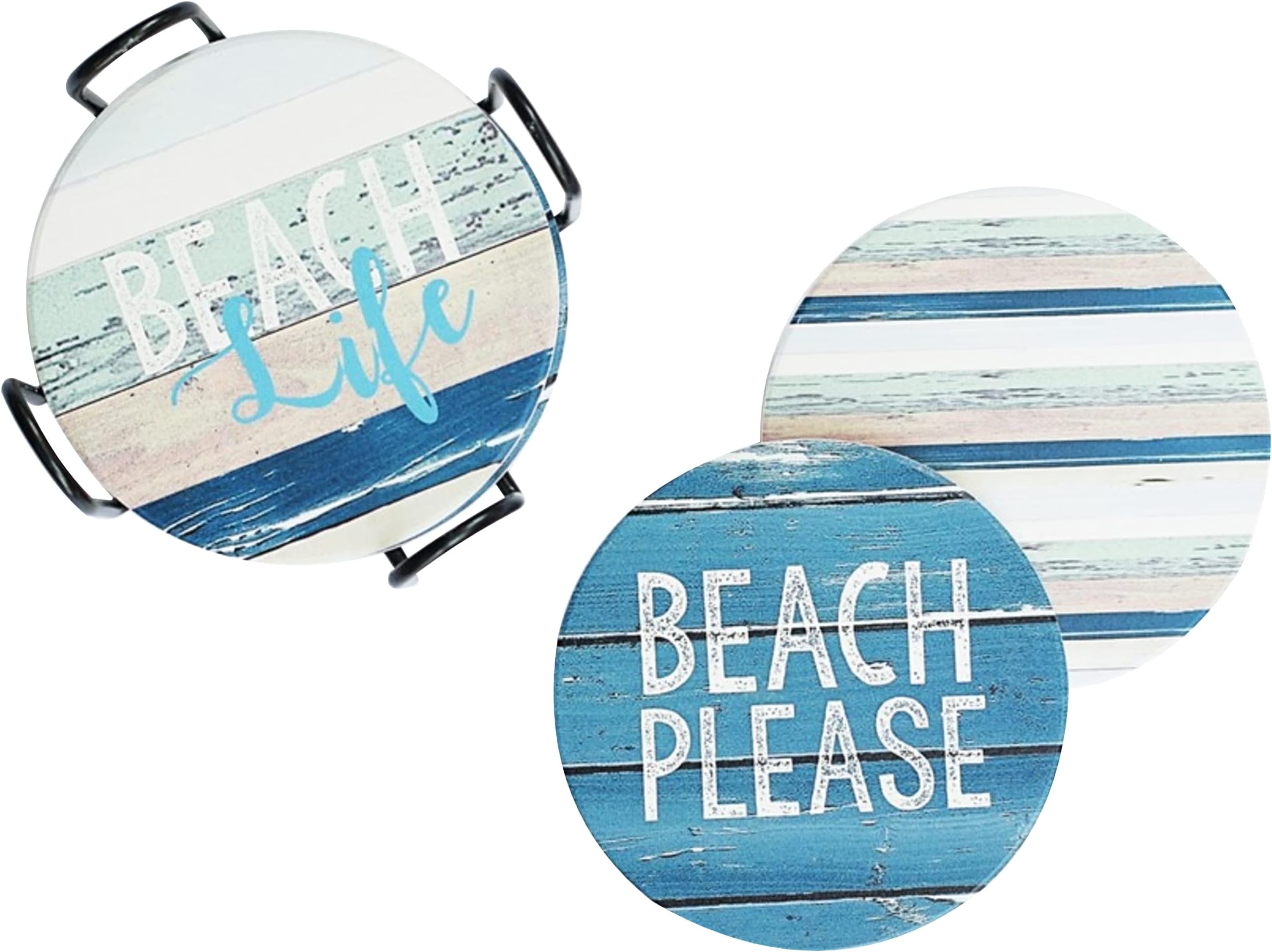 Amazon.com: 8 Pieces Stone Coasters with Holder for Drinks, Cork Base ...