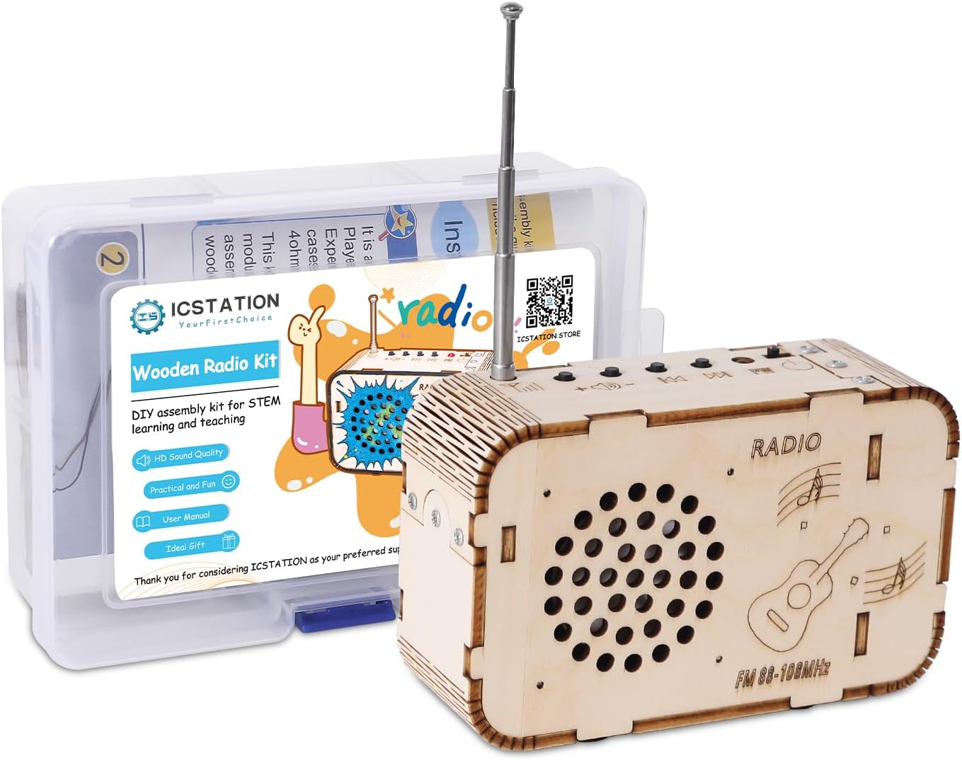 Amazon.com: IS DIY Wooden FM Radio Kit, 88-108MHz, 3W, Battery Powered ...