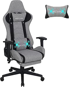 Amazon.com: ELECWISH Gaming Chair Fabric with Footrest, Computer Gamer ...