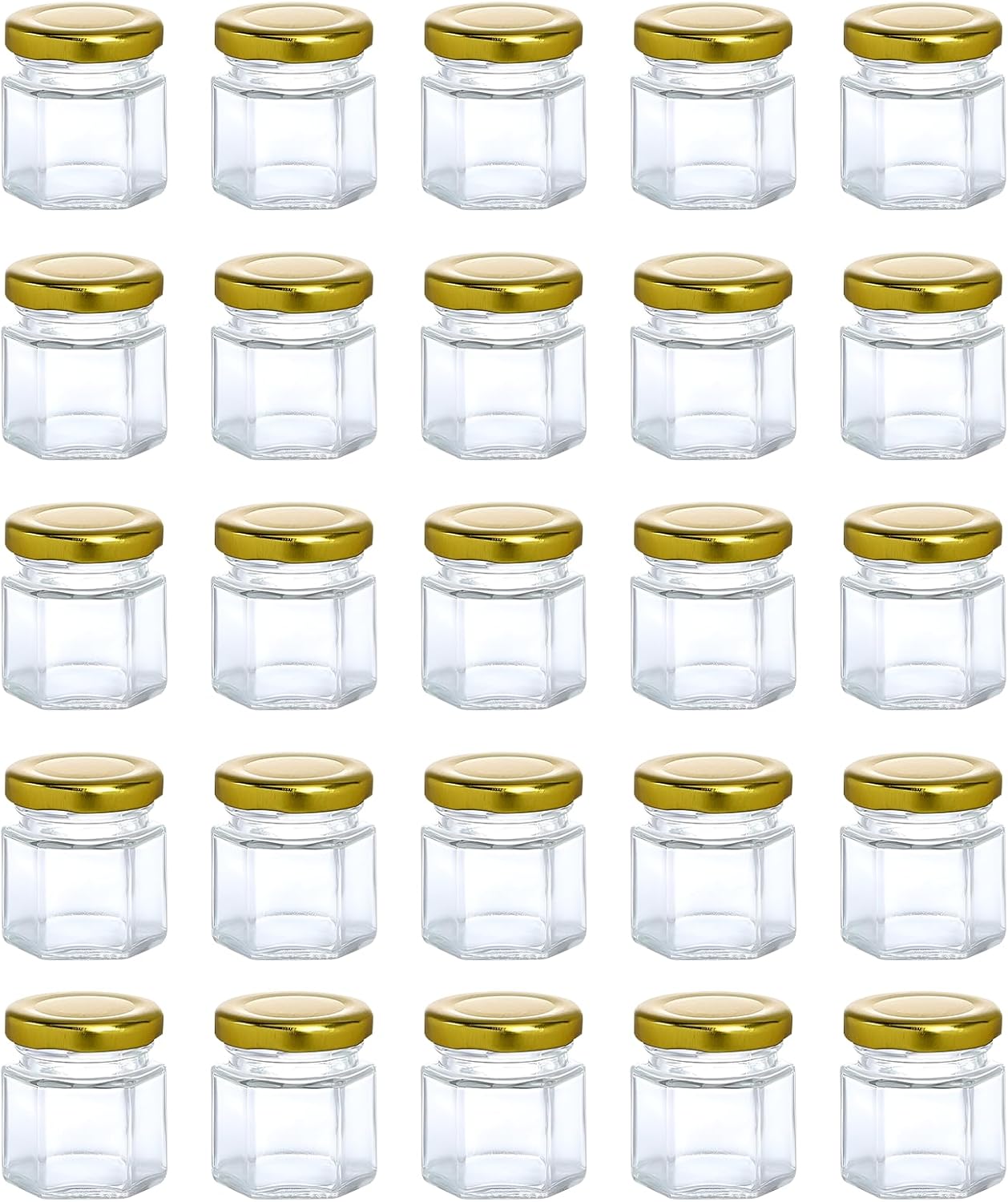 30Pcs 45ML Hexagonal Small Glass Jars, Small Jar for Storage Mason Jars ...