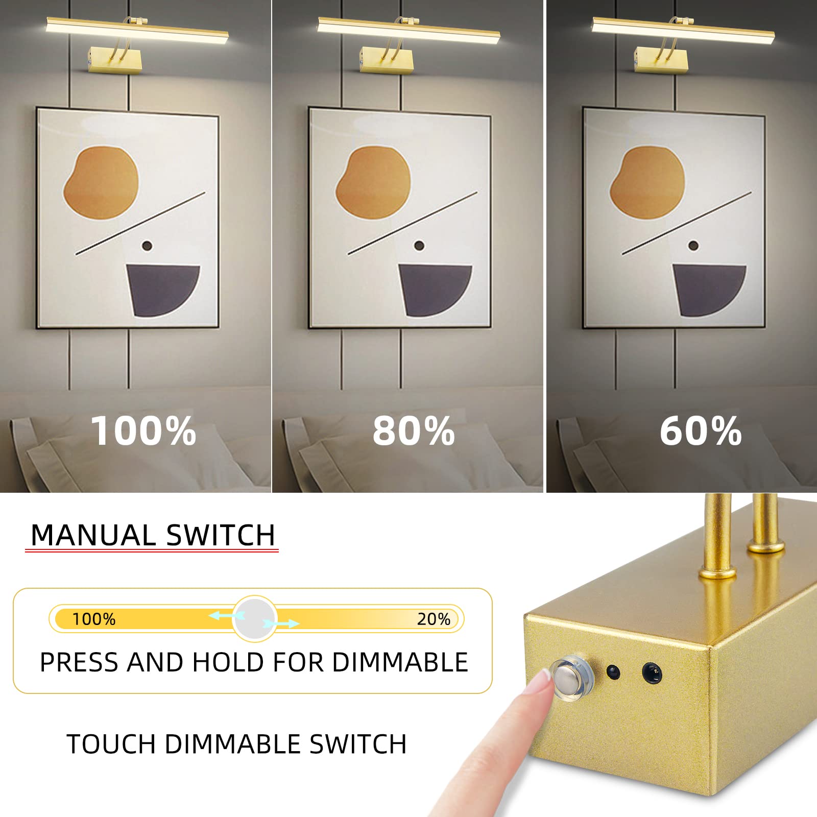 FUNCHDAY Picture Light,Battery Operated Picture Light for Wall,Wireless ...