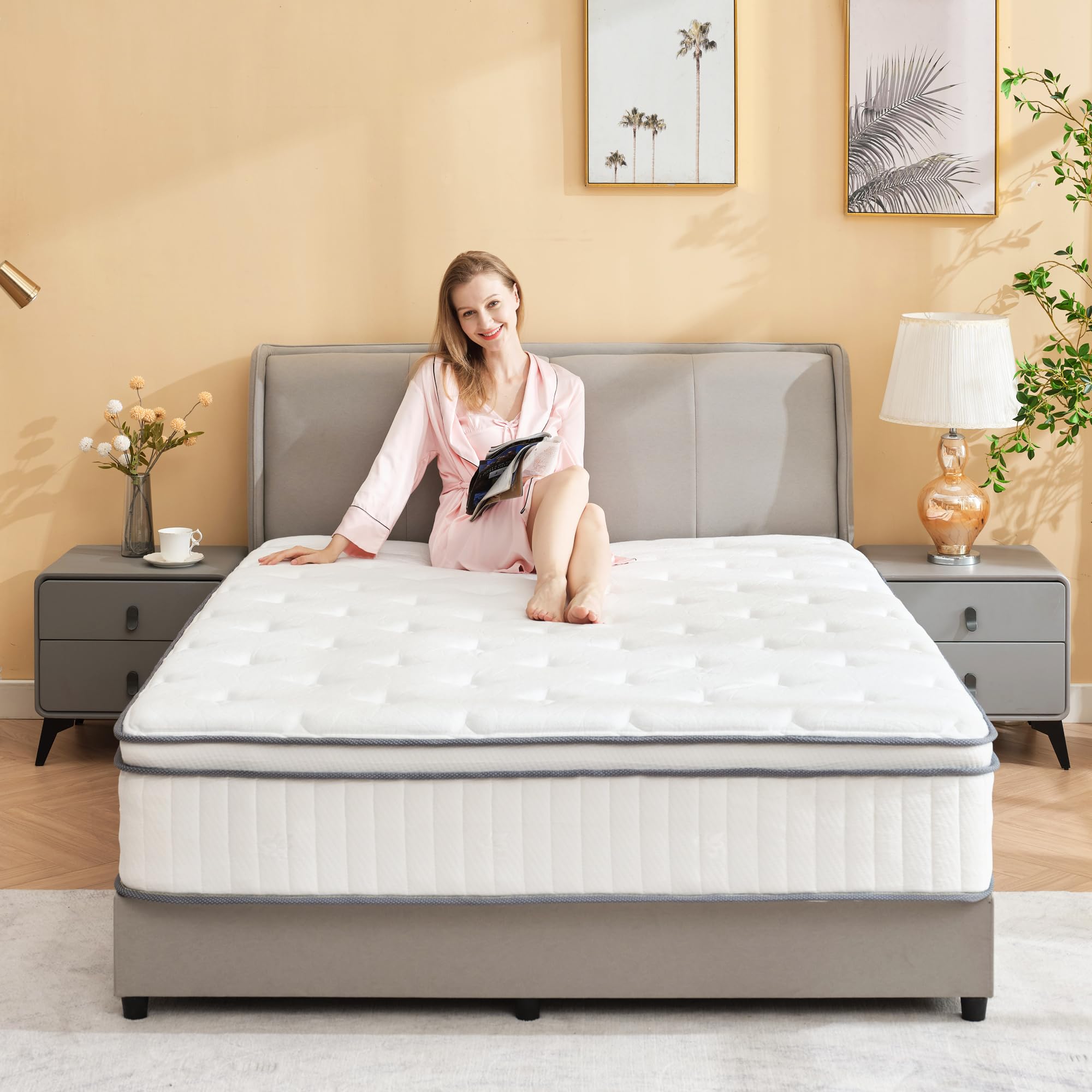 Amazon.com: mikibama King Size Mattress, 12 Inch Hybrid King Mattress ...