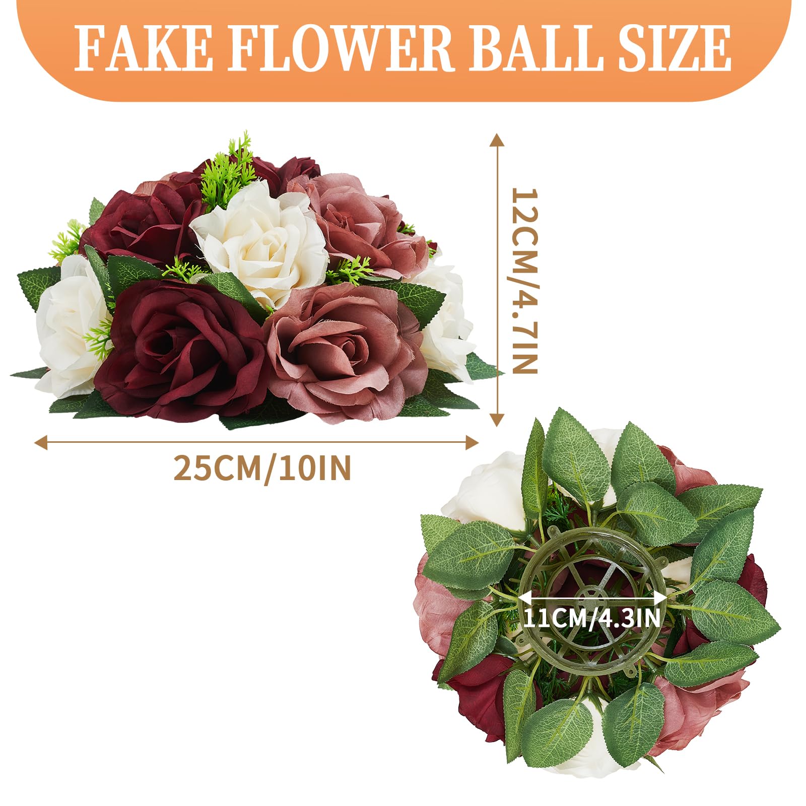 Artificial Flowers Centerpieces Decoration for Table - 2Pcs Fake Roses ...
