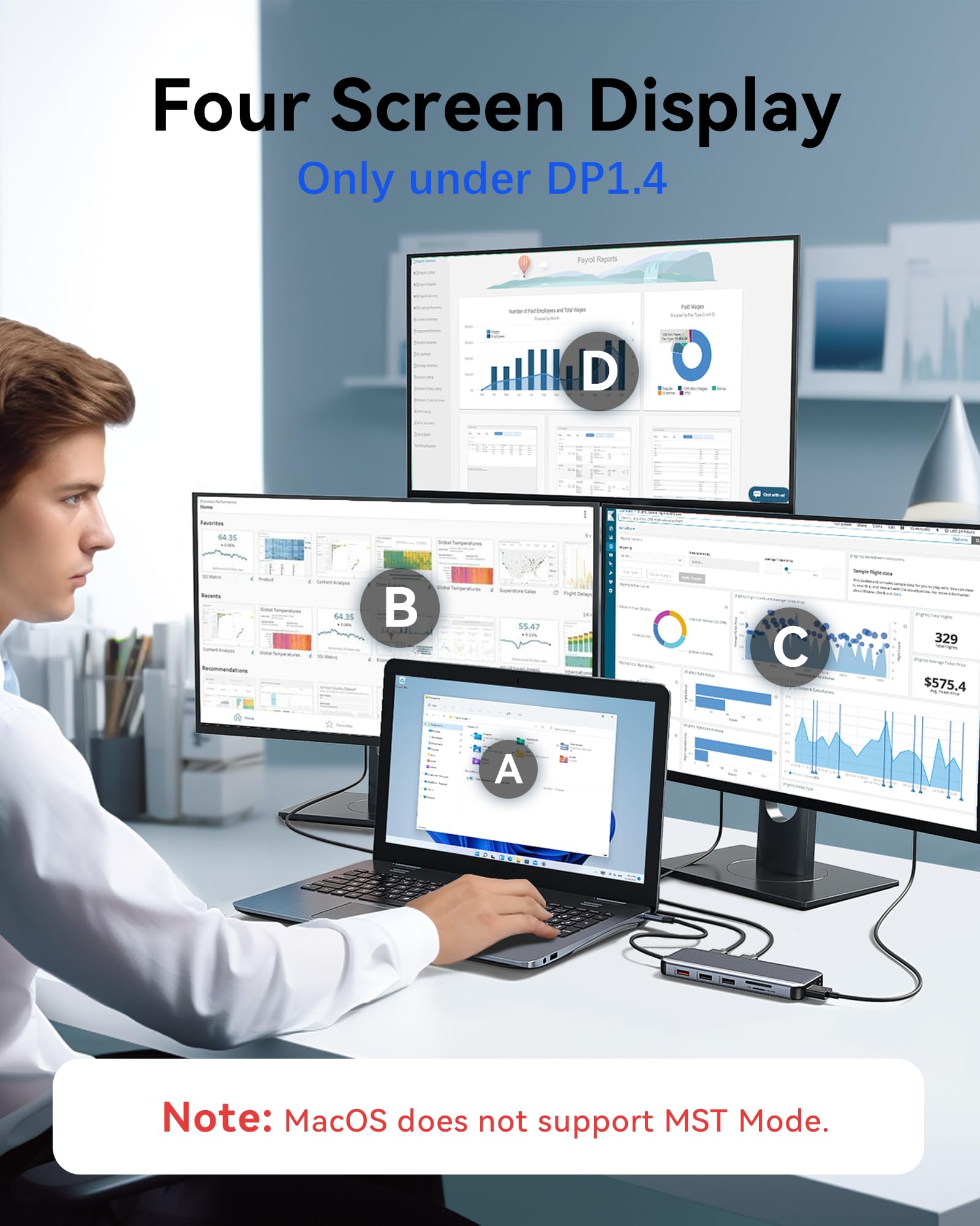 Snapklik.com : USB C Docking Station 3 Monitors,LIONWEI USB C Hub To 3 ...