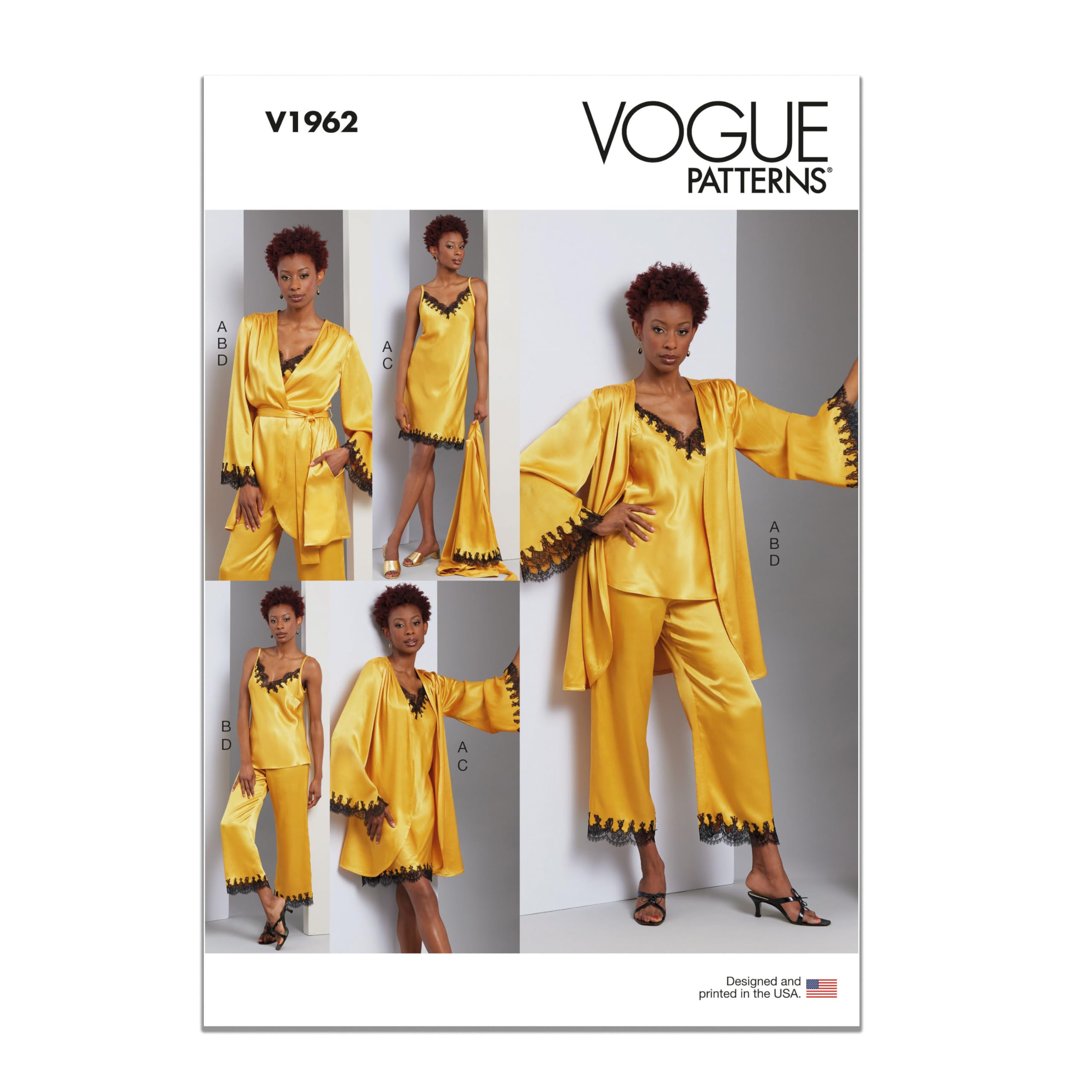 Amazon.com: Vogue Misses' Loose-Fitting Wrap Robe, Camisole, Slip Dress ...