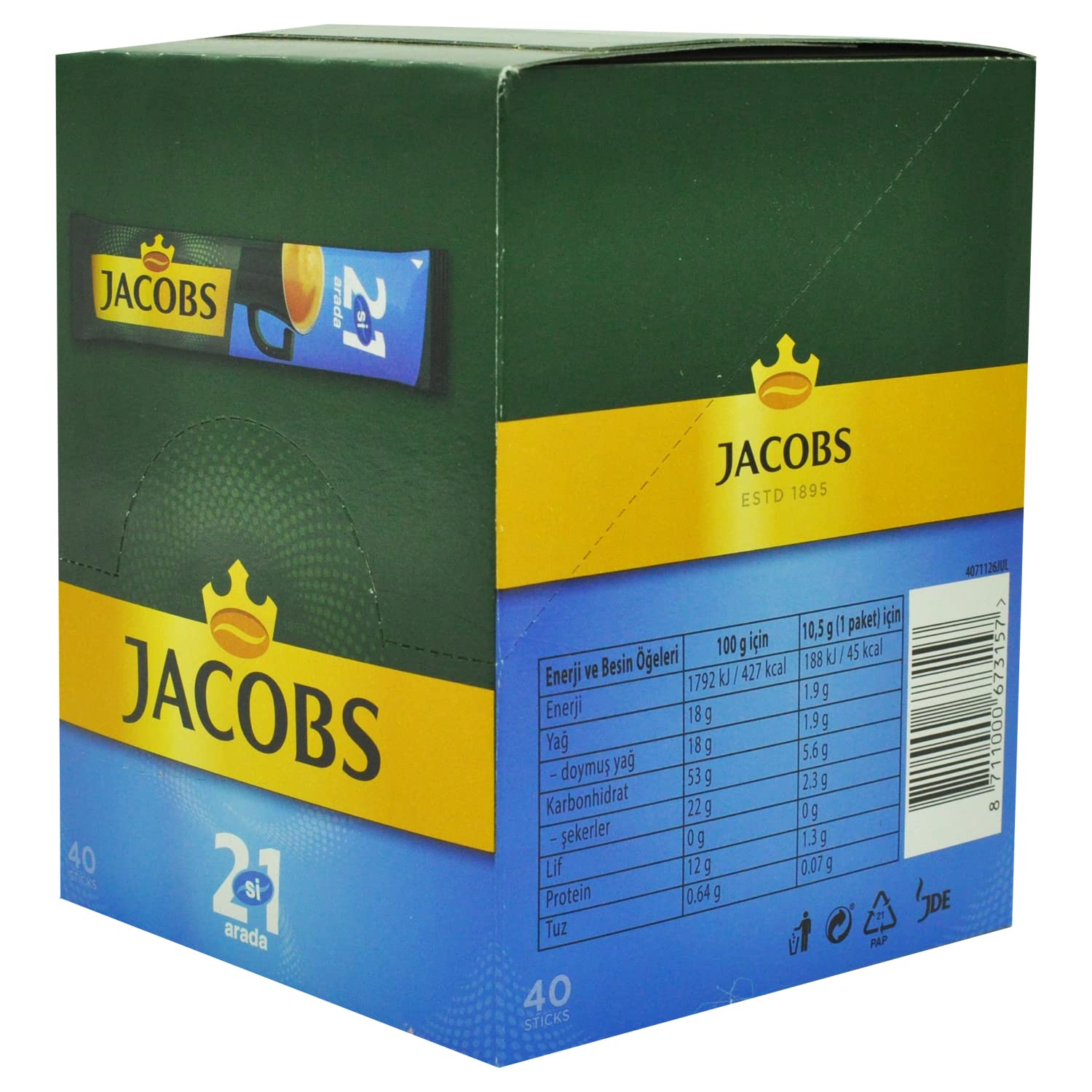 Jacobs 2 in 1 Unsweetened Instant Coffee - 40 Sticks Philippines | Ubuy