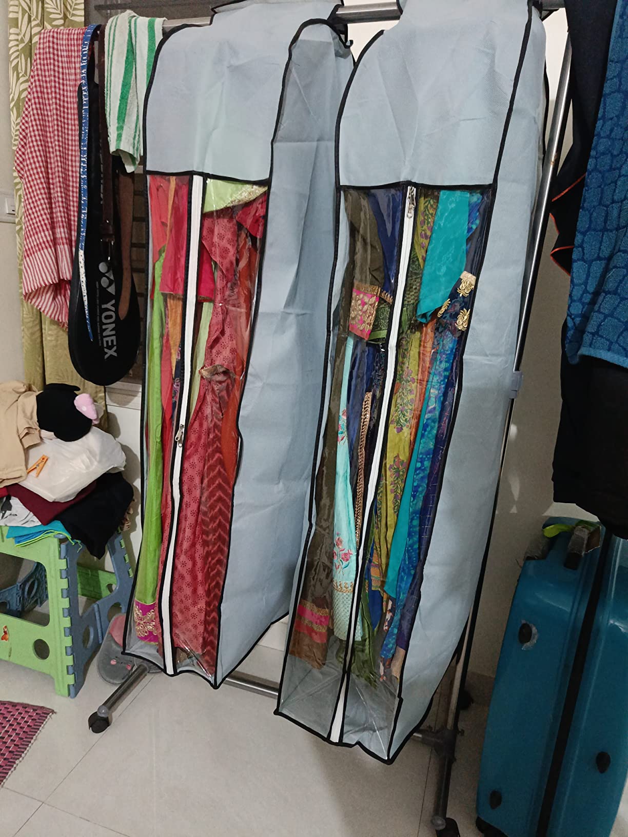SH NASIMA Plastic Hanging Well Sealed Clothes Dust Cover Garment Bags ...