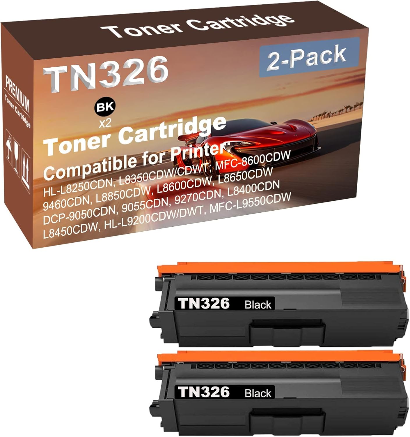 Amazon.com: 2-Pack (Black) Compatible High Capacity TN326 (TN326BK ...