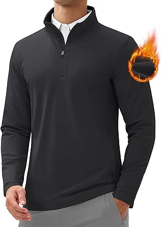MAGCOMSEN Quarter Zip Pullover Men 1/4 Zip Golf Jacket Fleece Lined ...