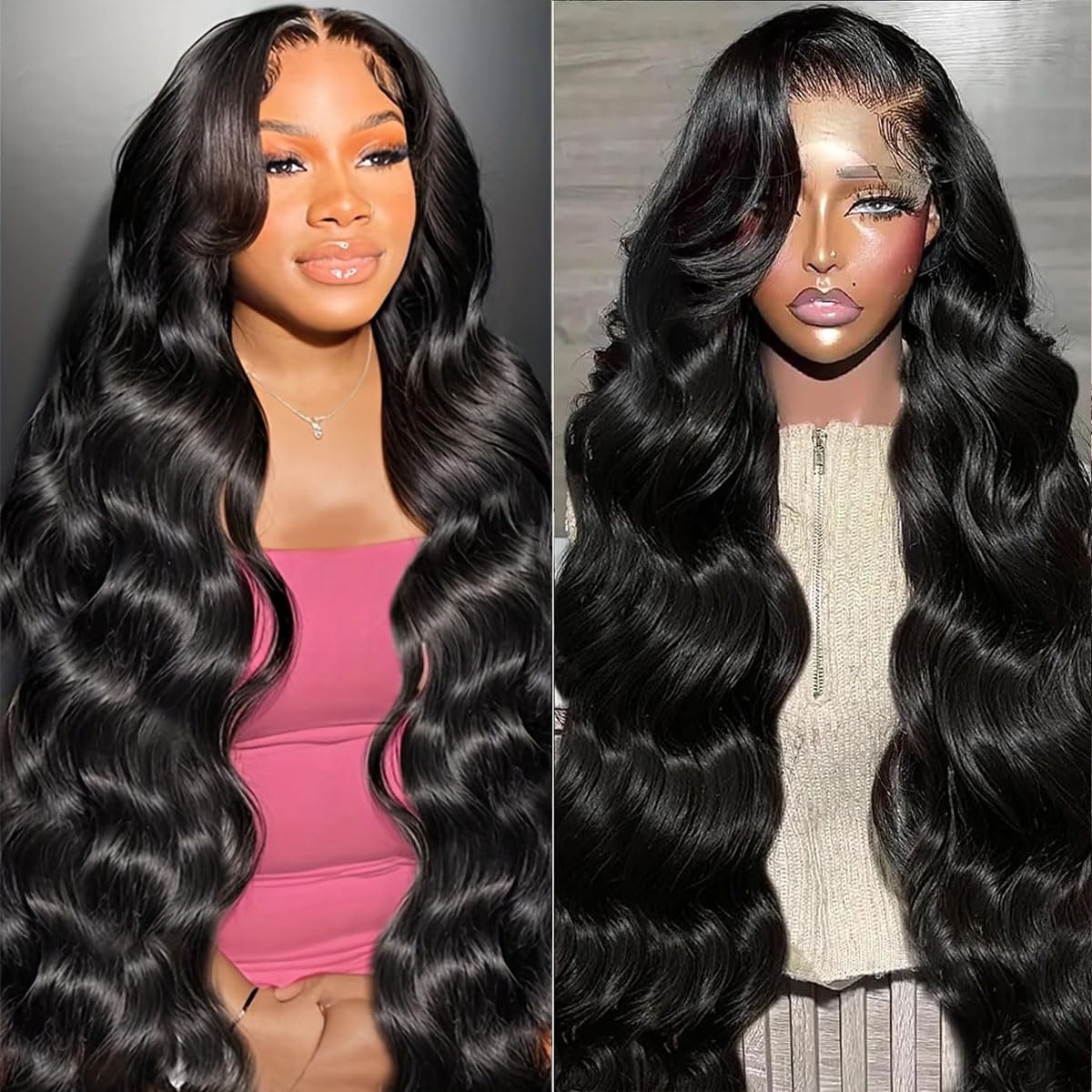 Amazon.com : magicjoy 28 Inch Body Wave Lace Front Wig Human Hair Pre ...