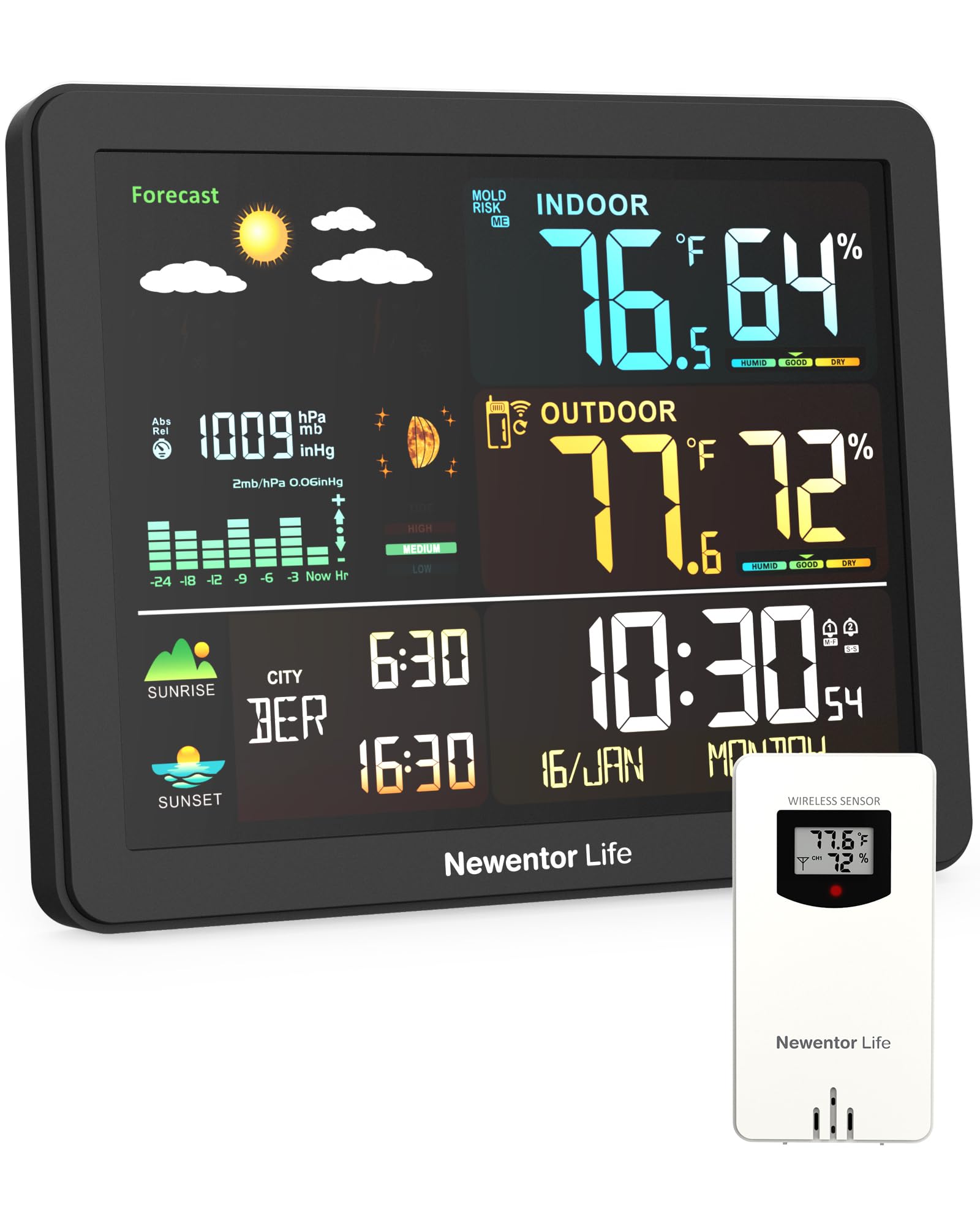 Amazon.com: Weather Station Wireless Indoor Outdoor Thermometer, Atomic ...