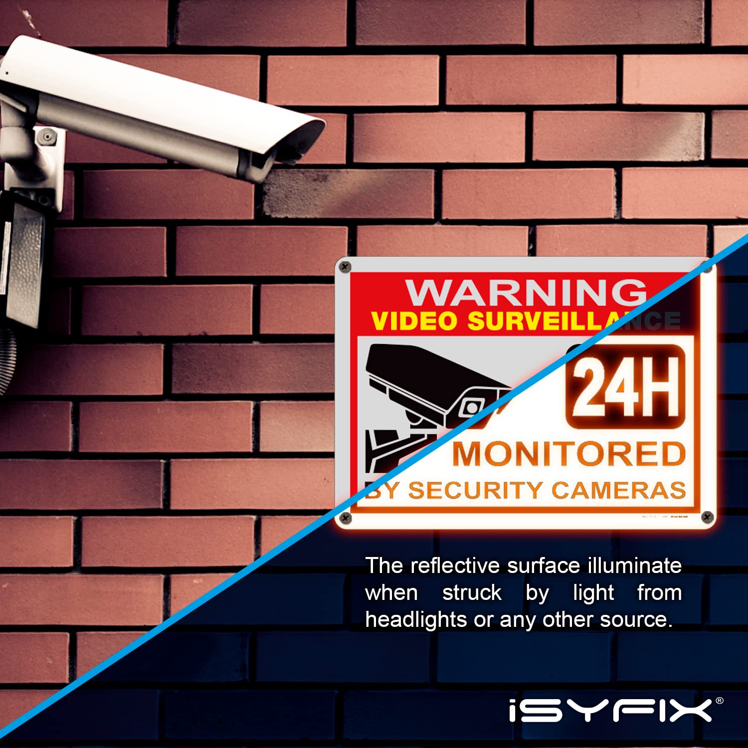 Snapklik.com : iSYFIX Video Surveillance Sign 2 Pack Reflective Silver ...