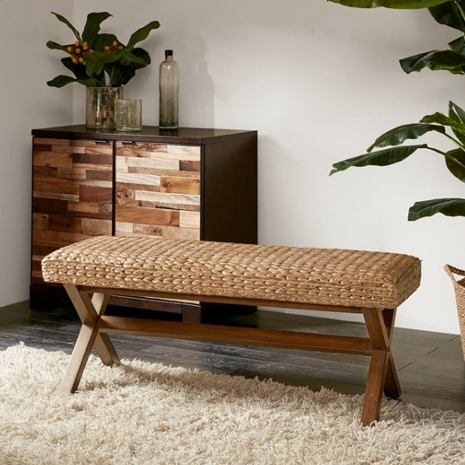 Amazon.com - Safavieh Home Collection Palermo Brown and Eggshell Bench ...