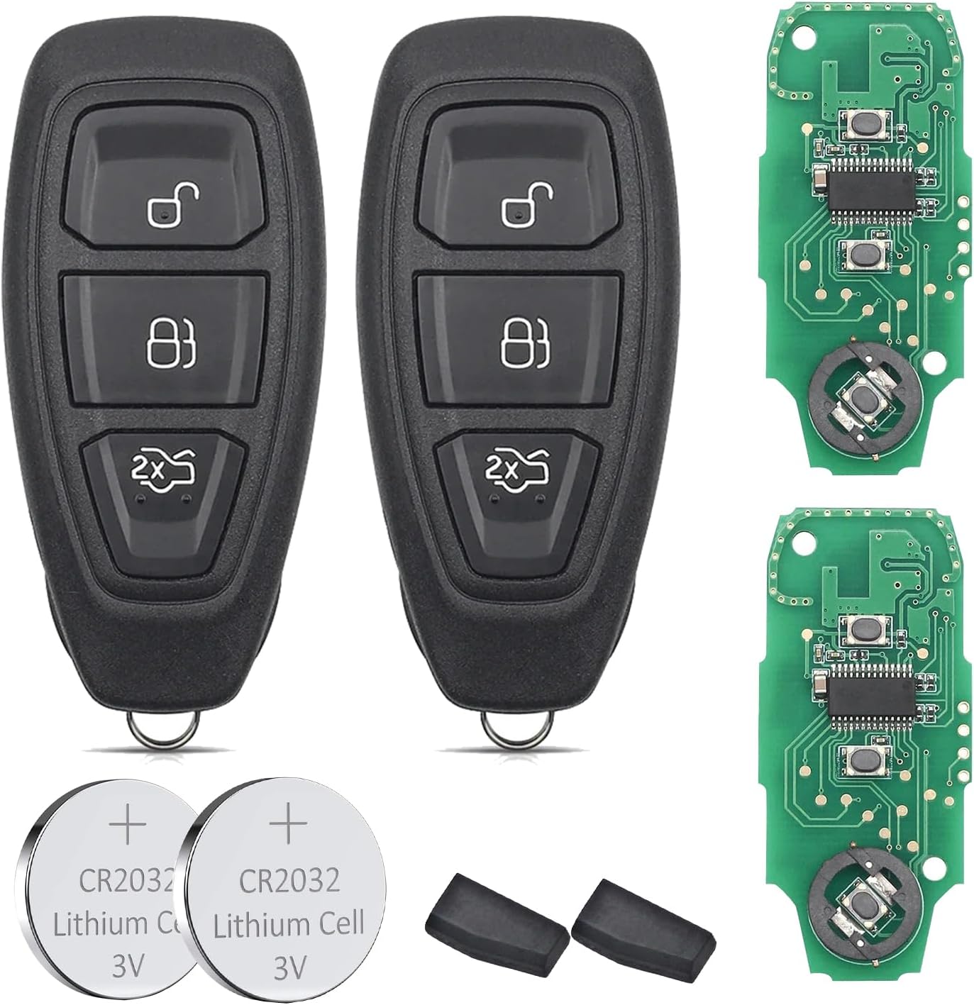 2PCS 433MHZ 3 Buttons Car Key Fob For Ford Fiesta Mondeo Focus Galaxy ...
