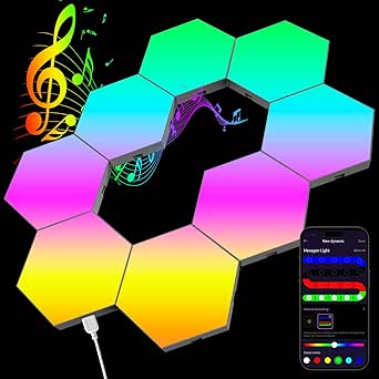 Coplsdors Large Hexagon Lights 8 Pack LED Gaming Panel - RGB Led Hex ...