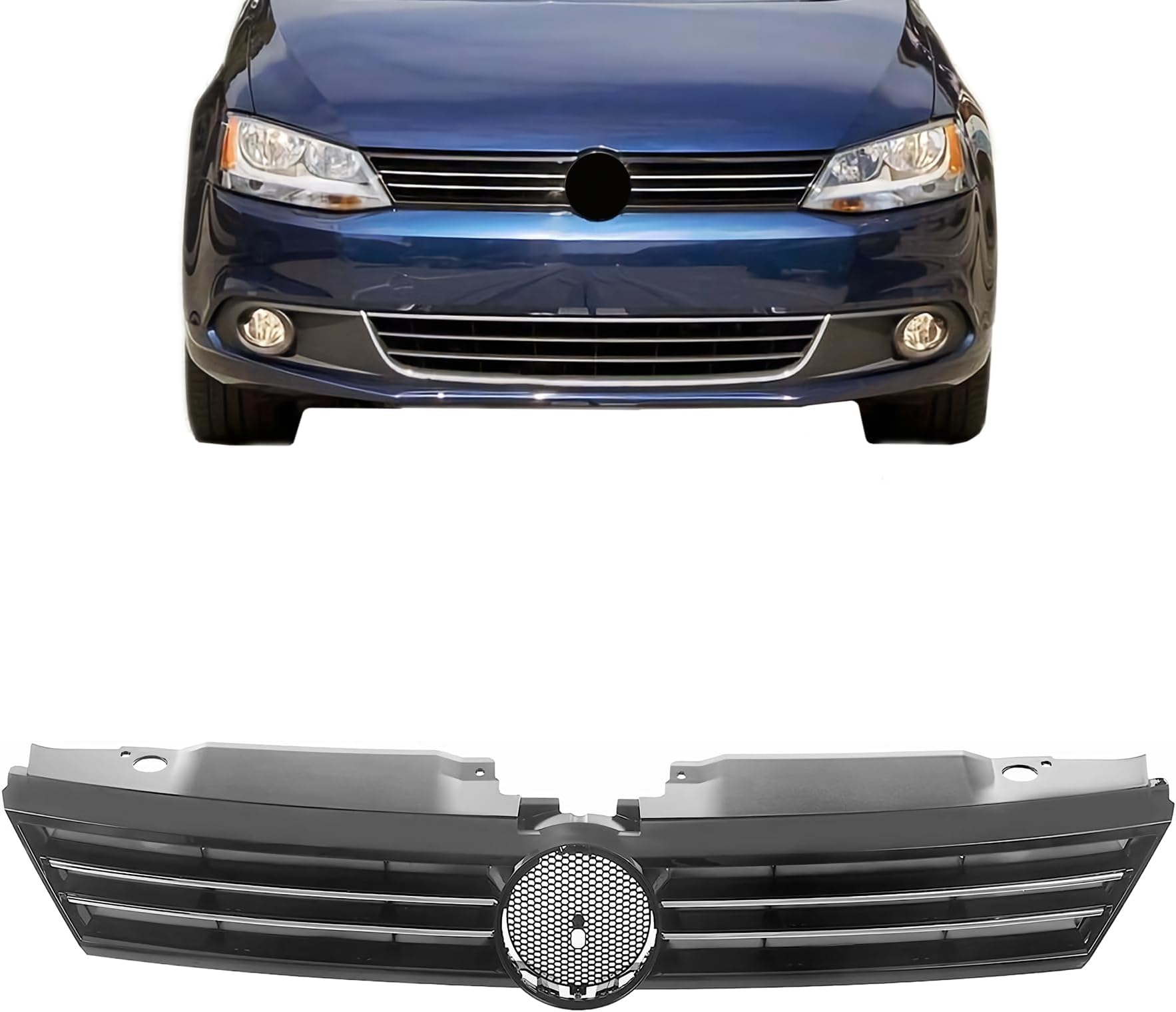 Amazon.com: CarPartsDepot Chrome Shell and Black Insert Grille with ...