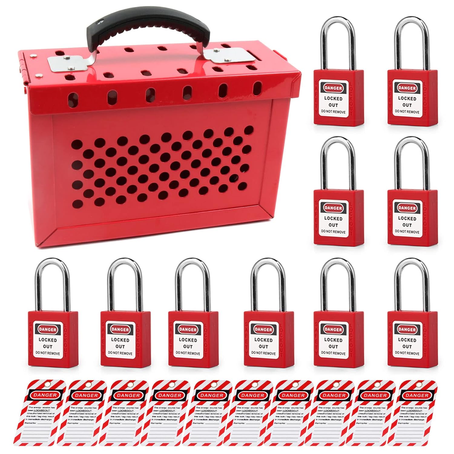 Alamanda Lockout Tagout Lock Box Loto Box Kit Safety Padlock Box and 10 ...