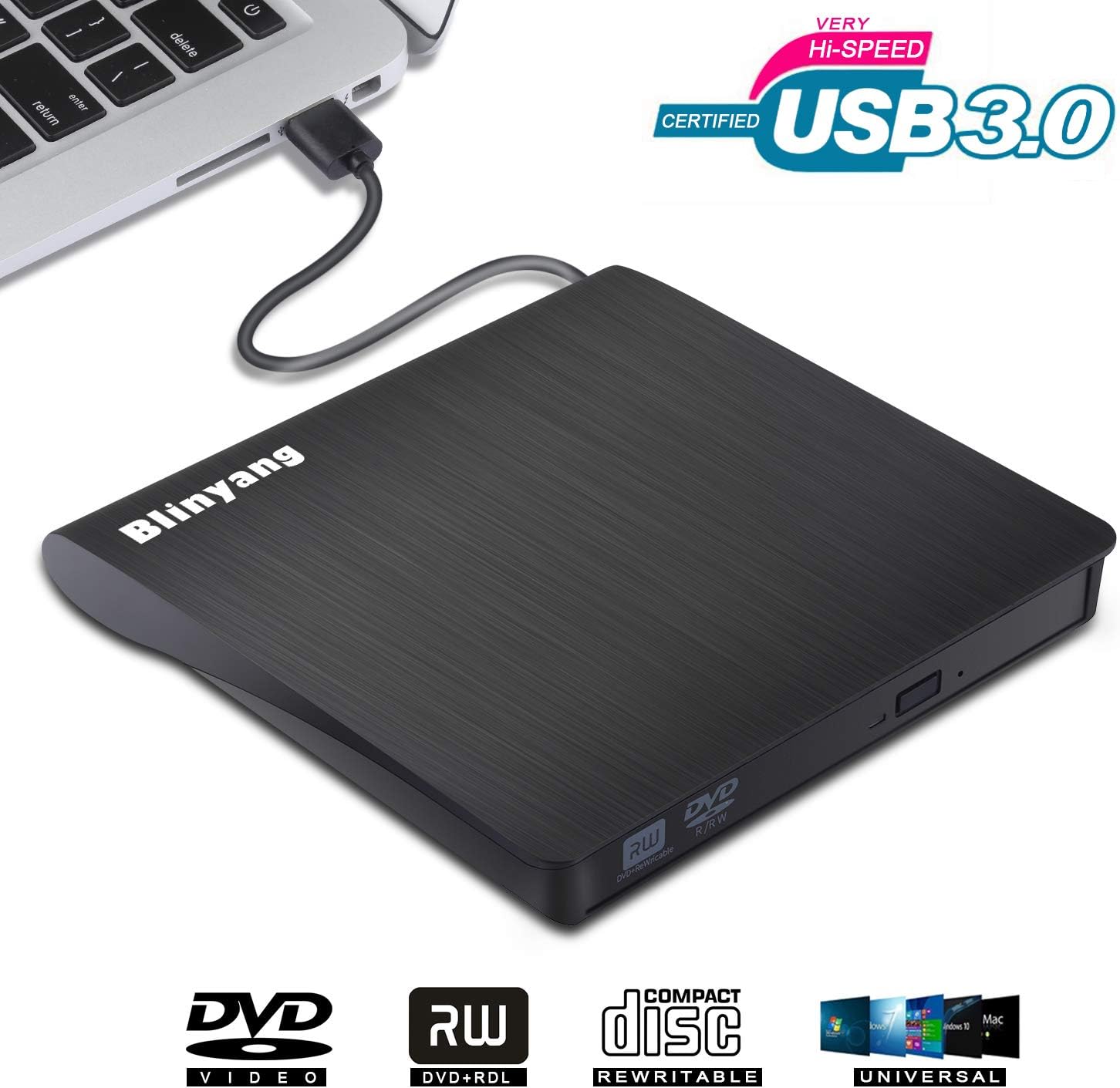 Amazon.com: Pop-up Mobile External DVD Drive USB 3.0 - Portable for ...