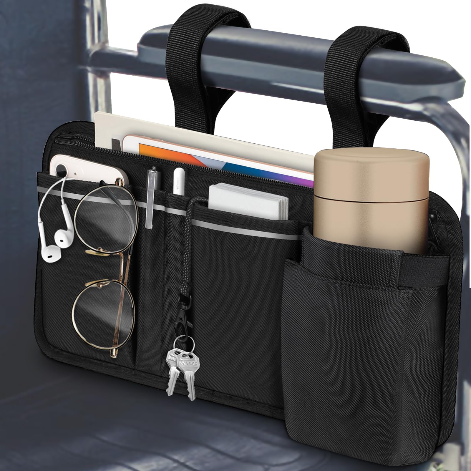 Amazon.com: FINPAC Wheelchair Side Organizer Bag with Cup Holder ...