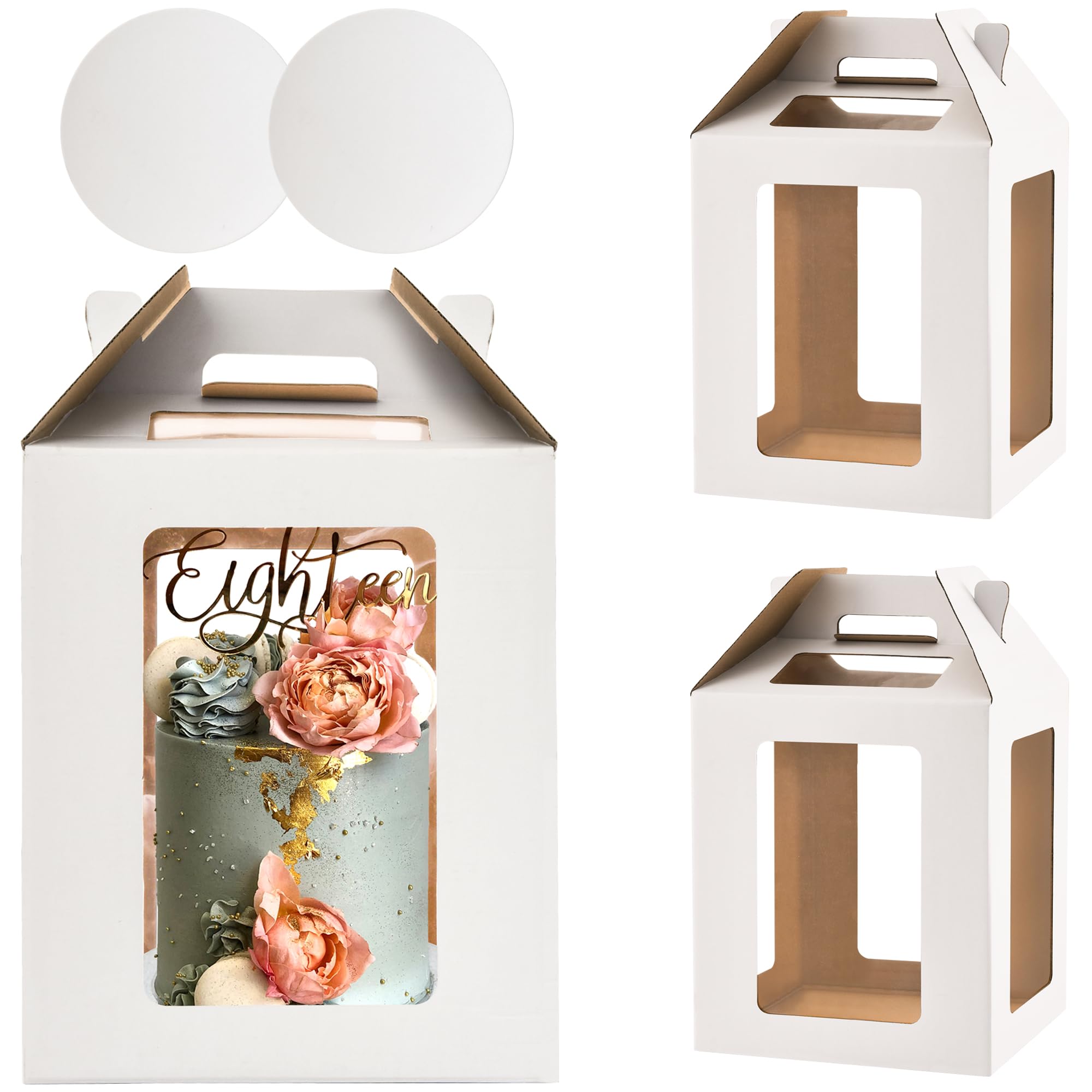 Amazon.com: Hzzycaxli 2 Pack Tall Cake Boxes with 6 windows and Cake ...