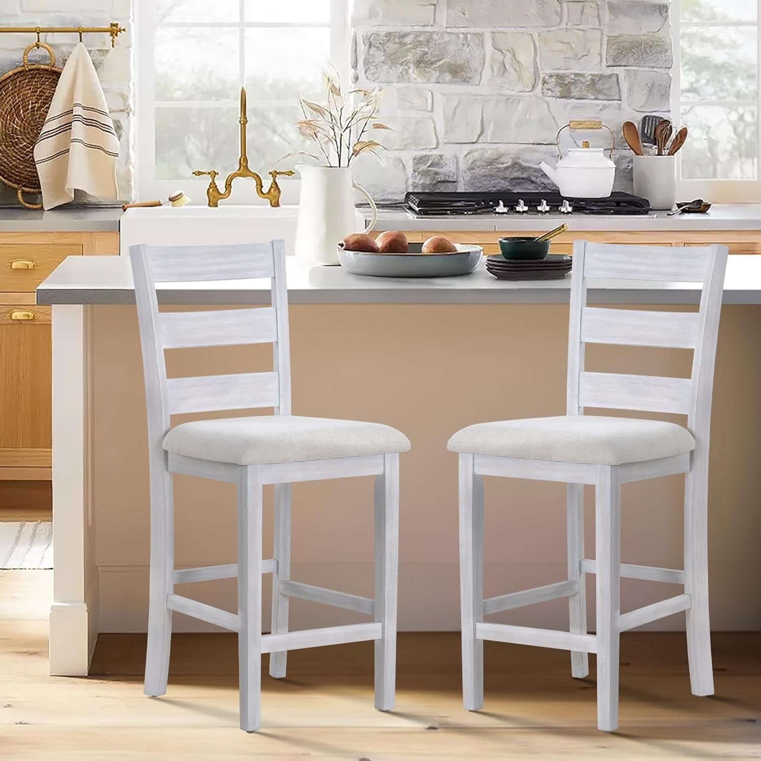 Amazon.com: COLAMY Modern Counter Height Bar Stools, Wooden Bar Stools ...