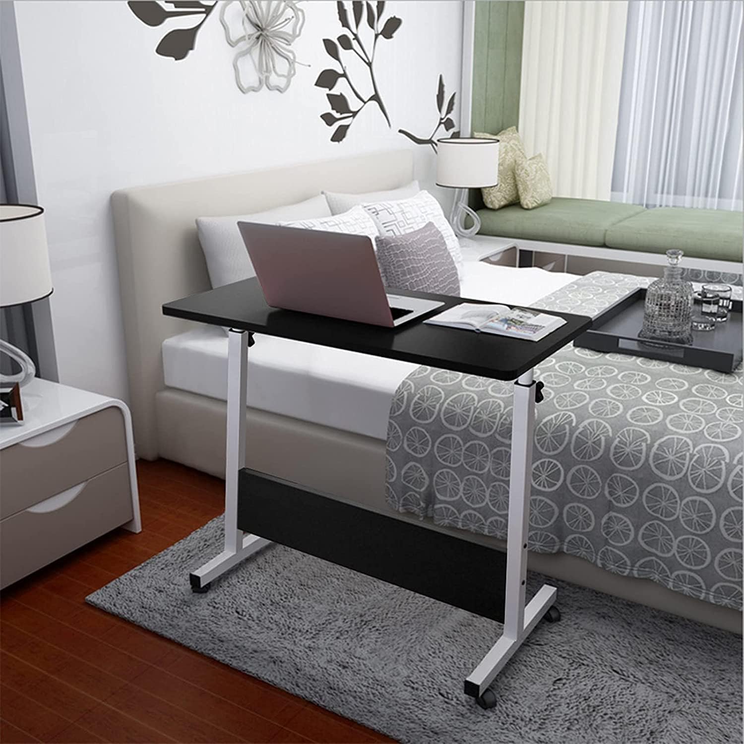 （80 * 40cm）Foldable Home Office Desk with Wheels, Lifted Height ...