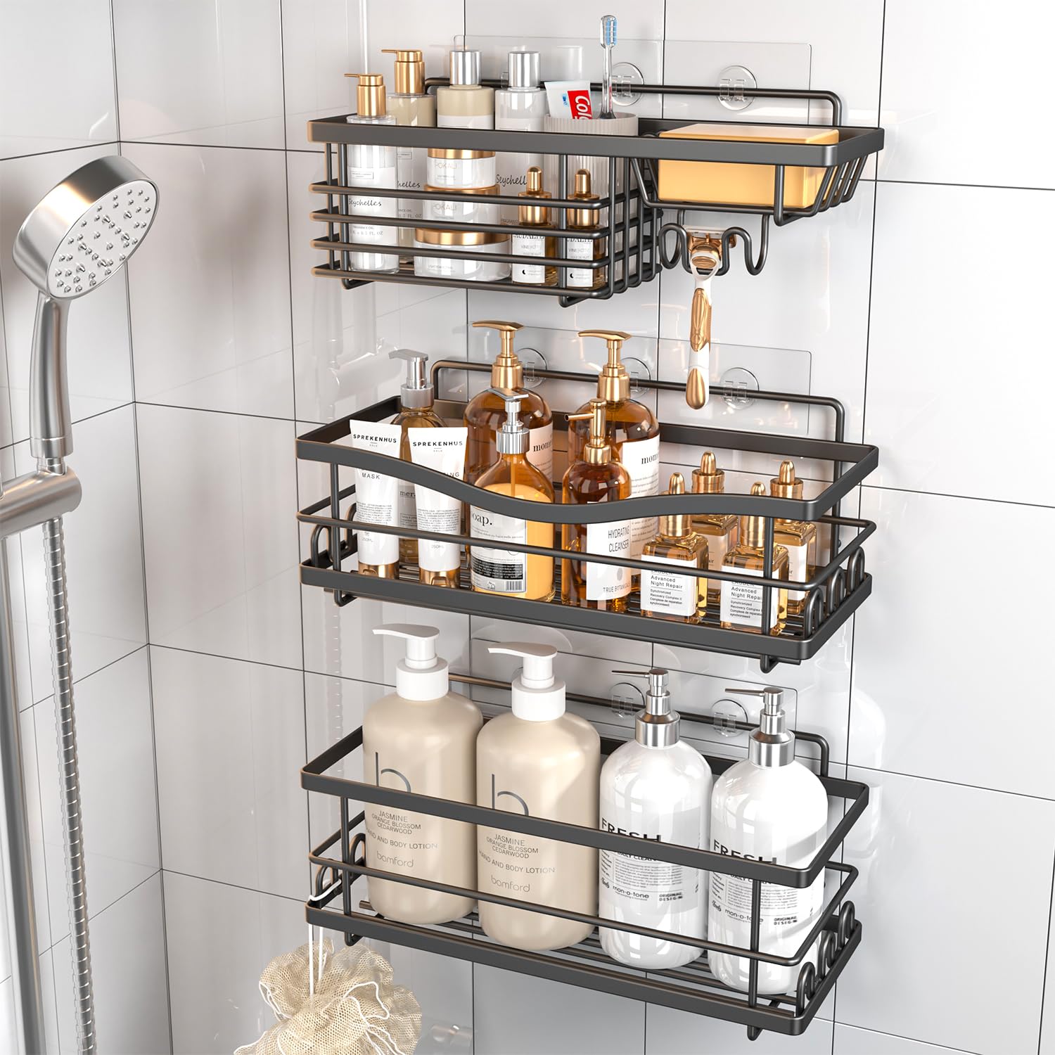 Amazon.com: Youvip Shower Caddy Adhesive, 3 Pack Bathroom Shower ...