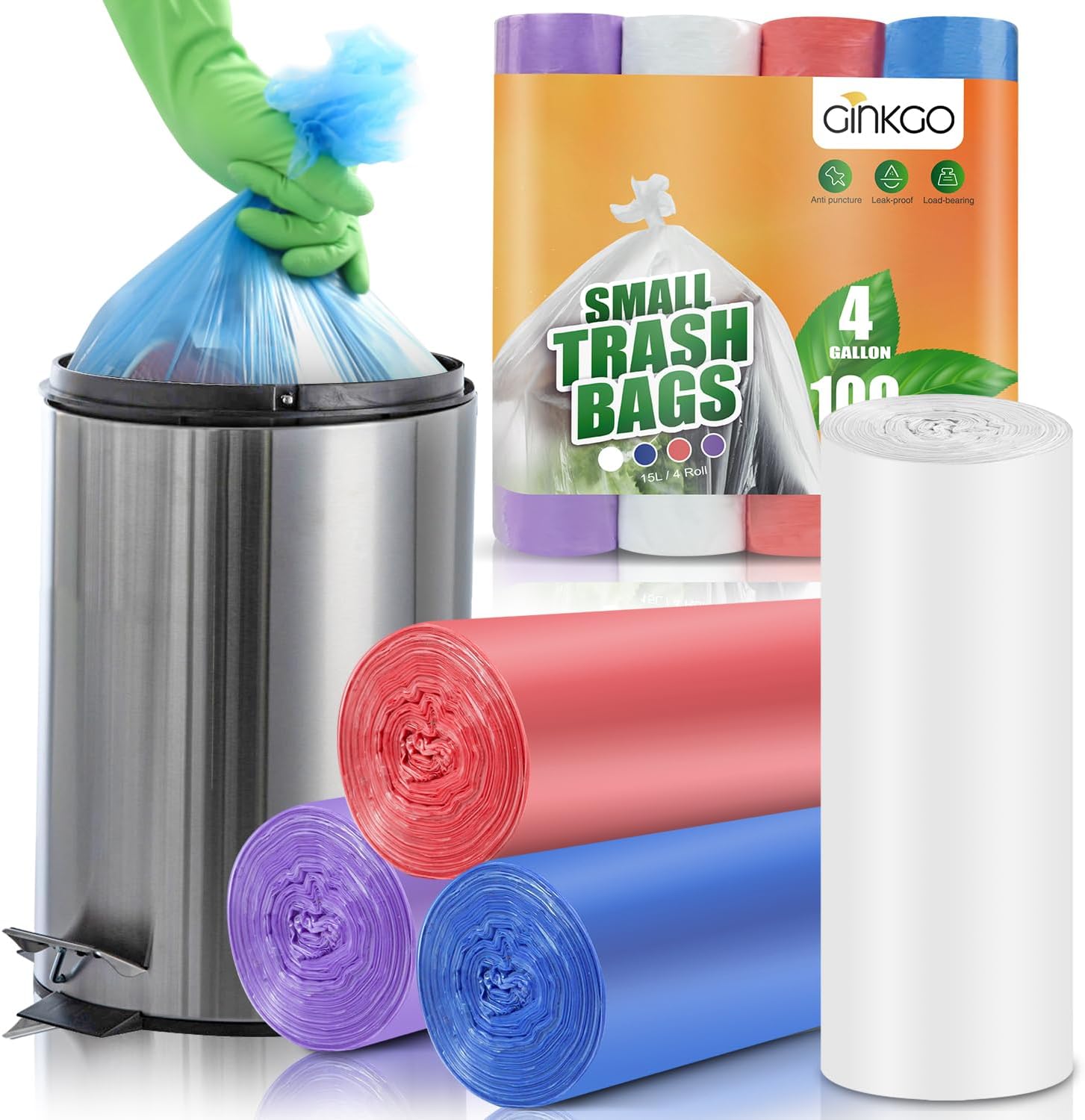 Amazon.com: Trash Bags - 60PACK 4 Gallon Garbage Bags Small Clear Trash ...
