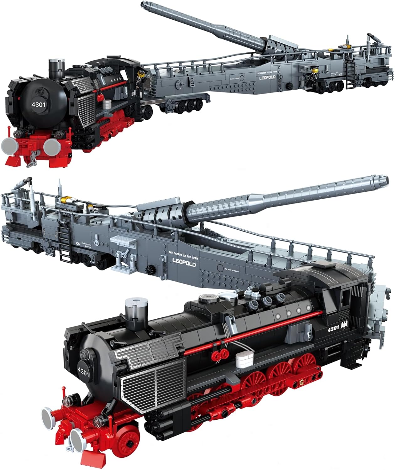 Ebortsin Klemmbausteine Zug Set, K5 Leopold Zugkanone Eisenbahn Zug ...