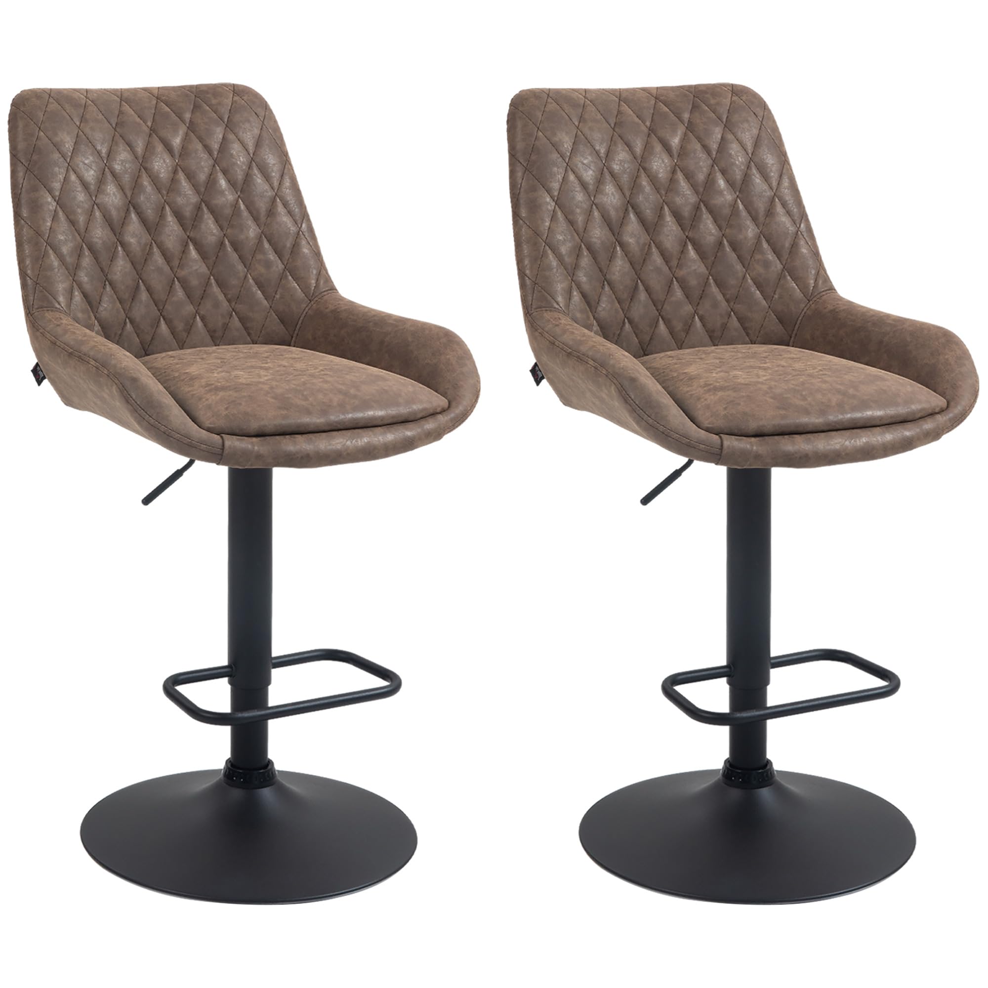 HOMCOM Breakfast Bar Stools Set of 2 with 51x40cm Wide Seat, Height ...