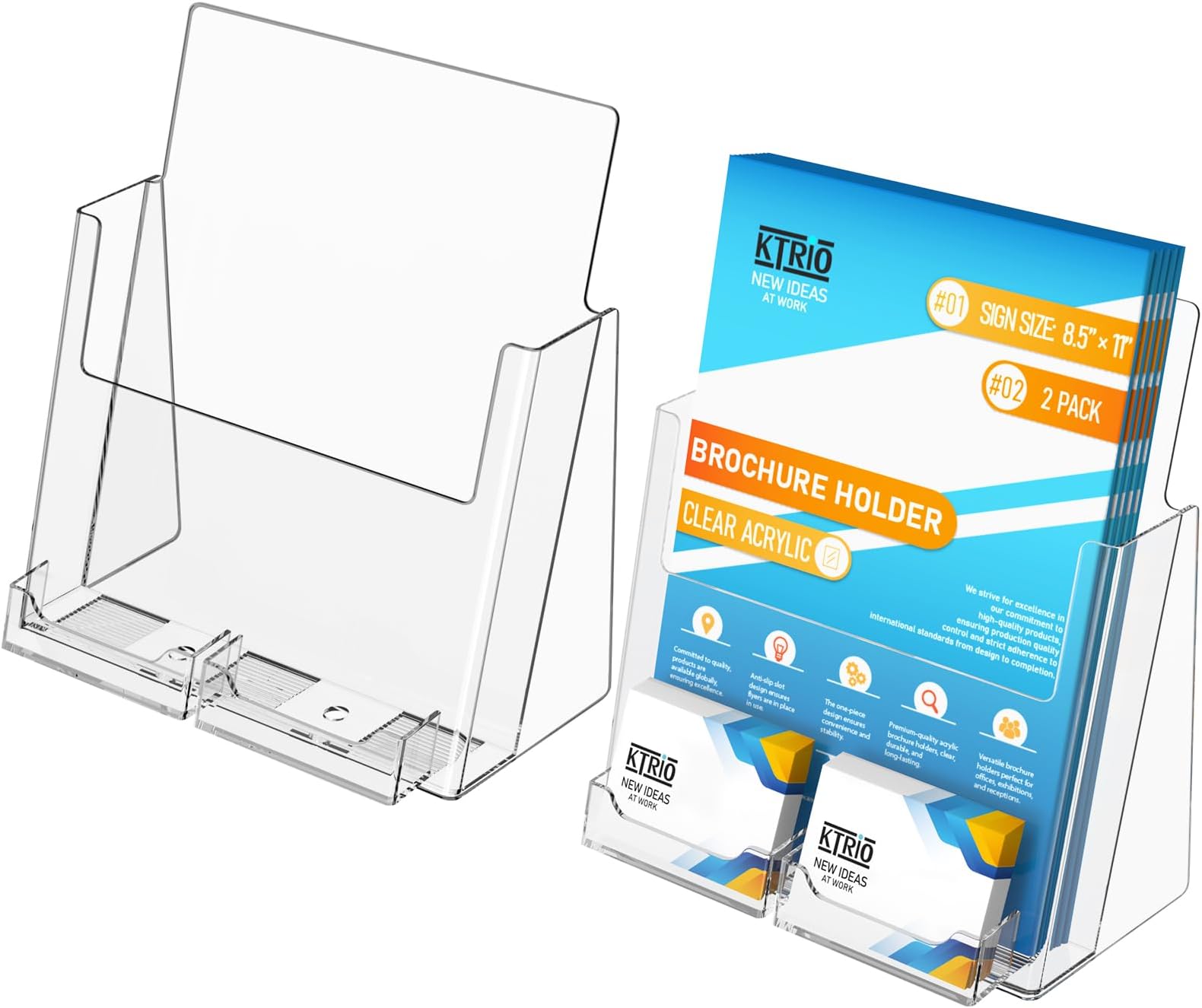 Amazon.com : KTRIO Acrylic Brochure Holder 8.5x11 inches 2 Pack, Clear ...