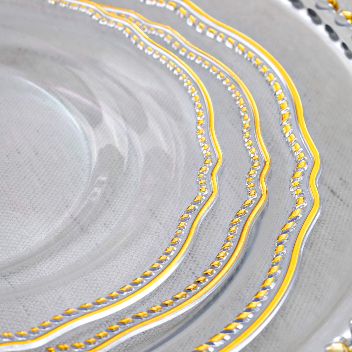 Hioasis 175pcs Clear Gold Plastic Plates&Gold Plastic Silverware with ...