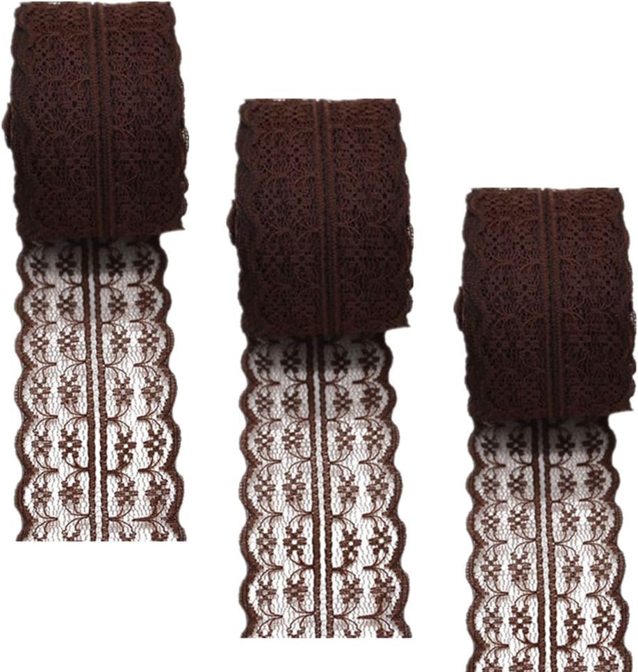 Amazon.com: 3 Rolls 10 Yards Floral Lace Ribbon Stretch Lace Trim ...