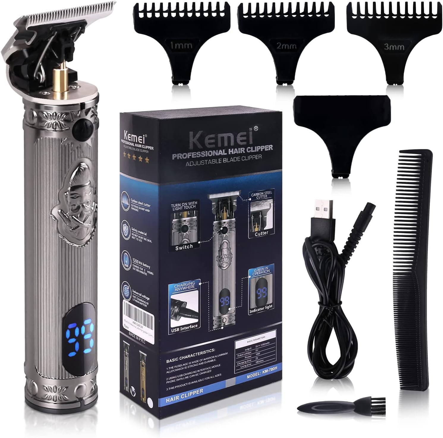 Amazon.com: KEMEI Professional Hair Clippers for Men Pro Li Grooming ...