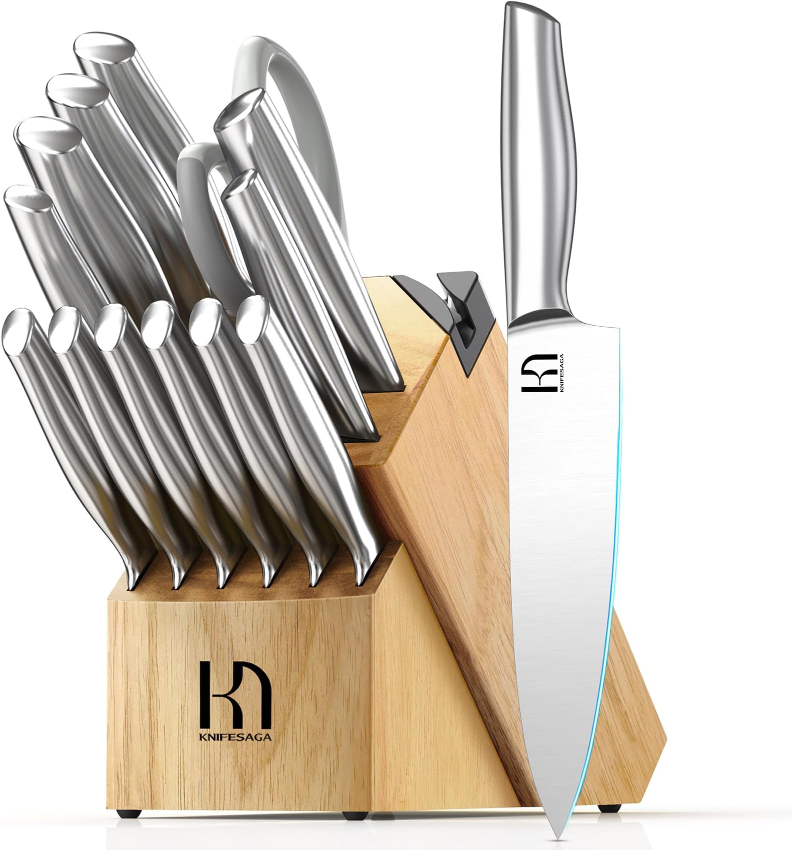 Amazon.com: BRODARK Kitchen Knife Set with Block - 15-Piece Knife Block ...