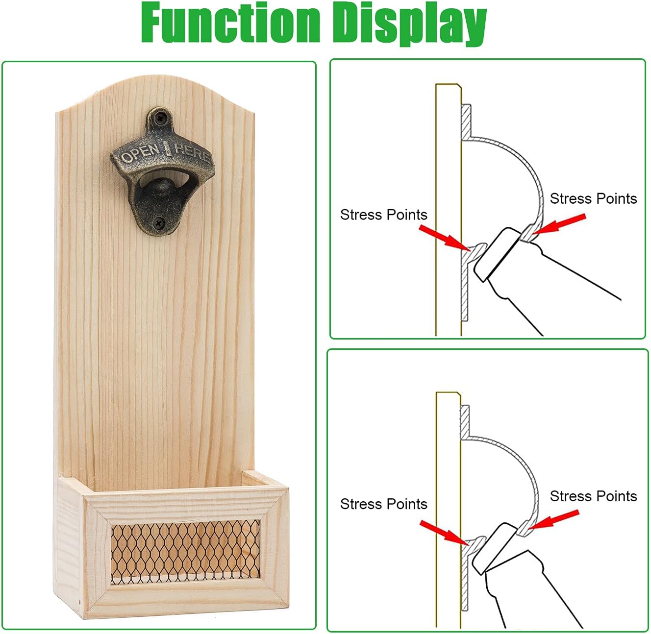 Wall Mounted Bottle Opener,Beer Bottle Opener with Cap Catcher Vintage ...