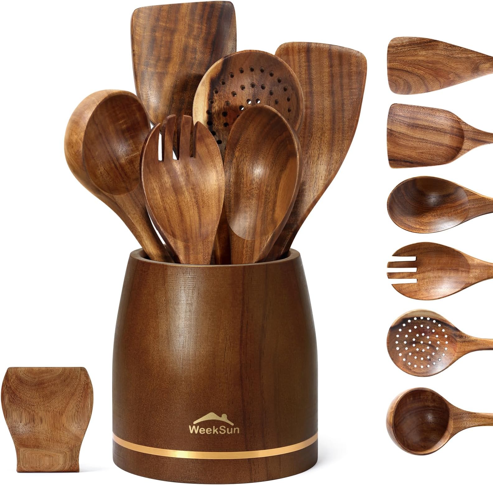 Amazon.com: 8Pcs Wooden Spoons for Cooking, Wooden Kitchen Utensils Set ...