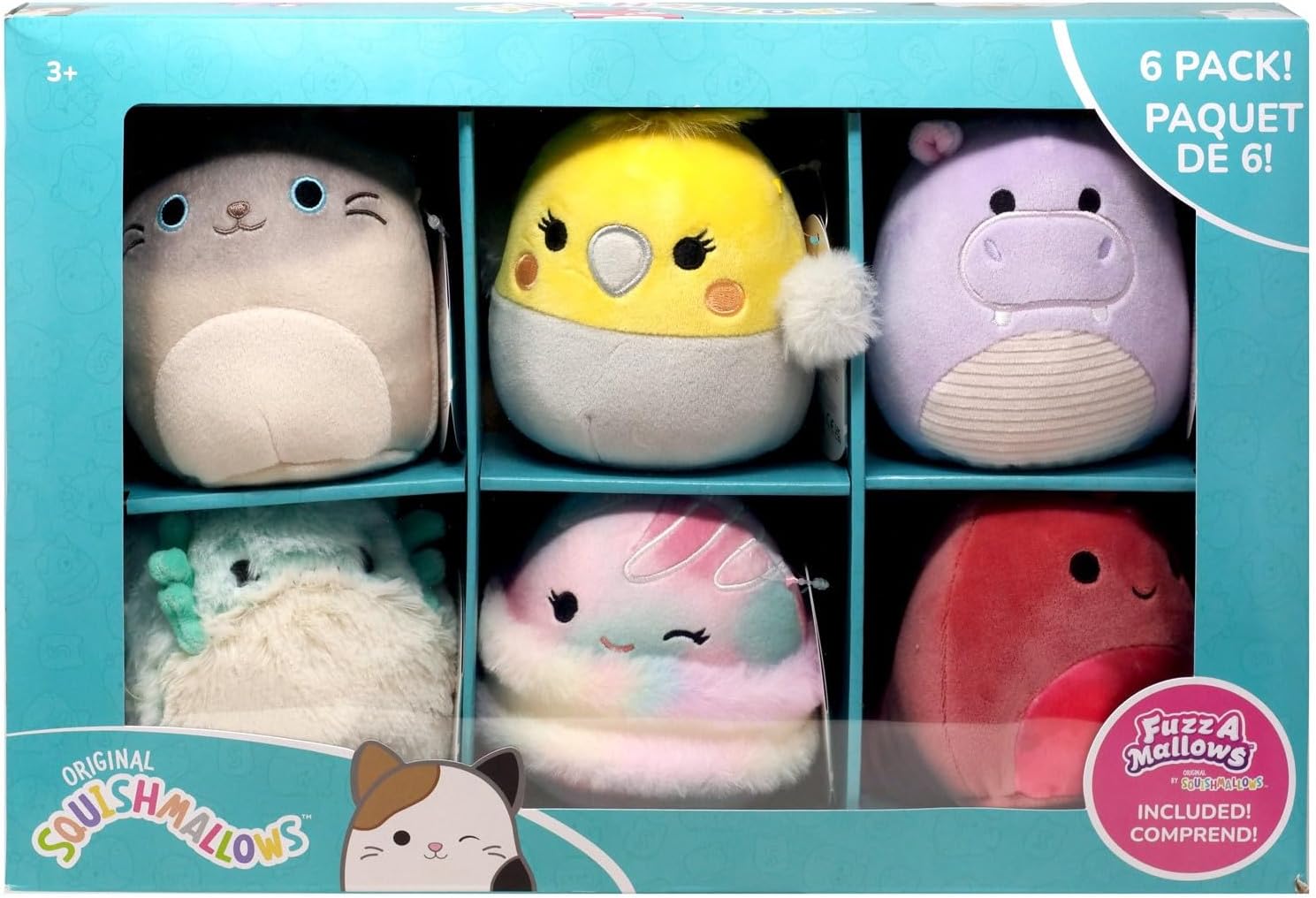 Amazon.com: Squishmallows Original, Fuzz A Mallows,Box Set of 6-5 in ...