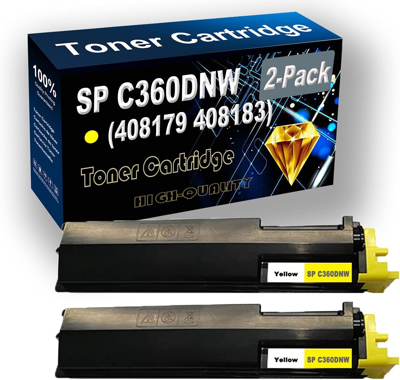 Amazon.com: Kolasels 2-Pack (Yellow) Compatible High Yield SP C360DNW | 408179 408183 Imaging ...