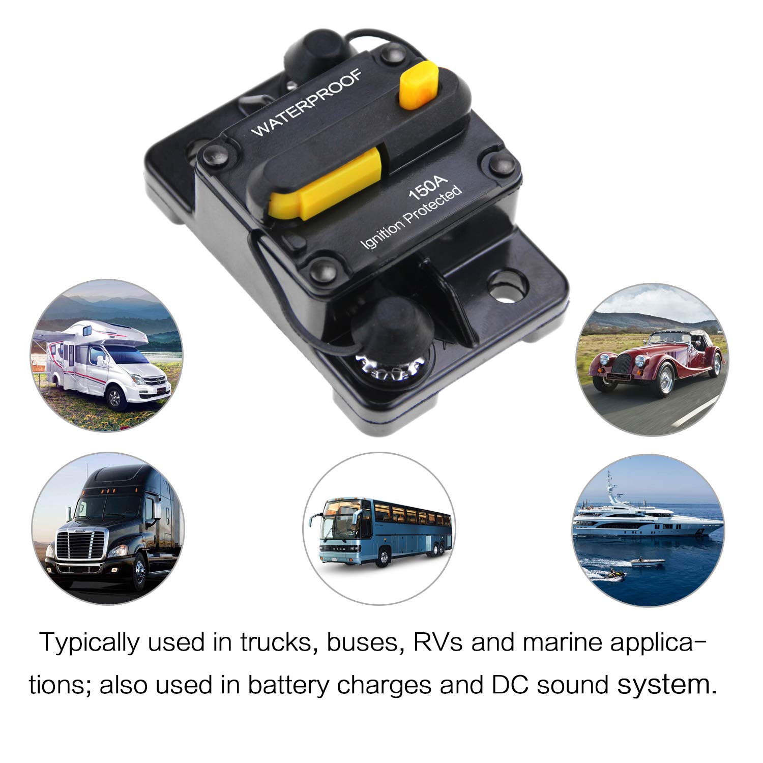 Snapklik.com : 12V-36V DC Manual Reset Button 150 Amps Waterproof ...