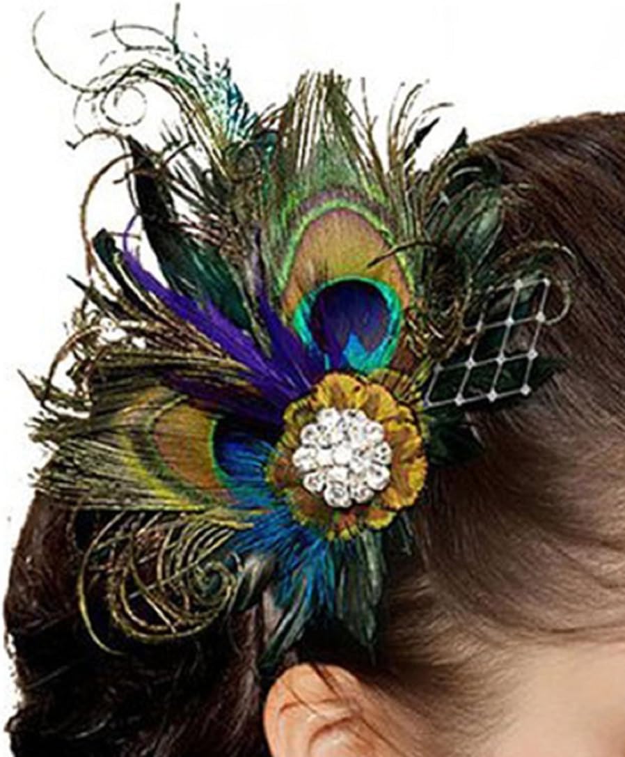 Amazon.com: Yokawe Peacock Feather Hair Clip Peacock Fascinator with ...